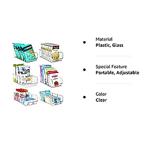 ELTOW 6 Pack Snack Organizer for Pantry, 3 Compartment Plastic Pantry Organizer Bins with Removable Dividers, Chip Organizer for Pantry, Food Packets, Spices, Condiments, Fridge, Cabinet, Kitchen