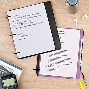 Five Star Flex Refillable Notebook + Study App, 1 Inch Binder with Customizable Cover, College Ruled Notebook and 3 Ring Binder, Hybrid NoteBinder, 200 Sheet Capacity,Purple (29326AB6)