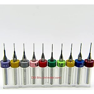 Drill Bits Unlimited Ten Size Solid Carbide Drill Bit Set #83, 82, 81, 80, 79, 78, 77, 76, 75, 74 1/8 inches Shanks