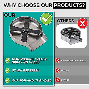 Glass rinser for kitchen sink, cup washer for sink with stainless steel upgraded powerful 360°washing for home bar hotel restaurant office(Brushed nickel)