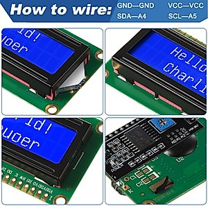 Frienda 4 Pieces IIC/ I2C/ TWI LCD 1602 16x2 Serial Interface Adapter and 16x2 1602 LCD Module Display Blue Backlight Compatible with Arduino R3 MEGA2560 (Blue)