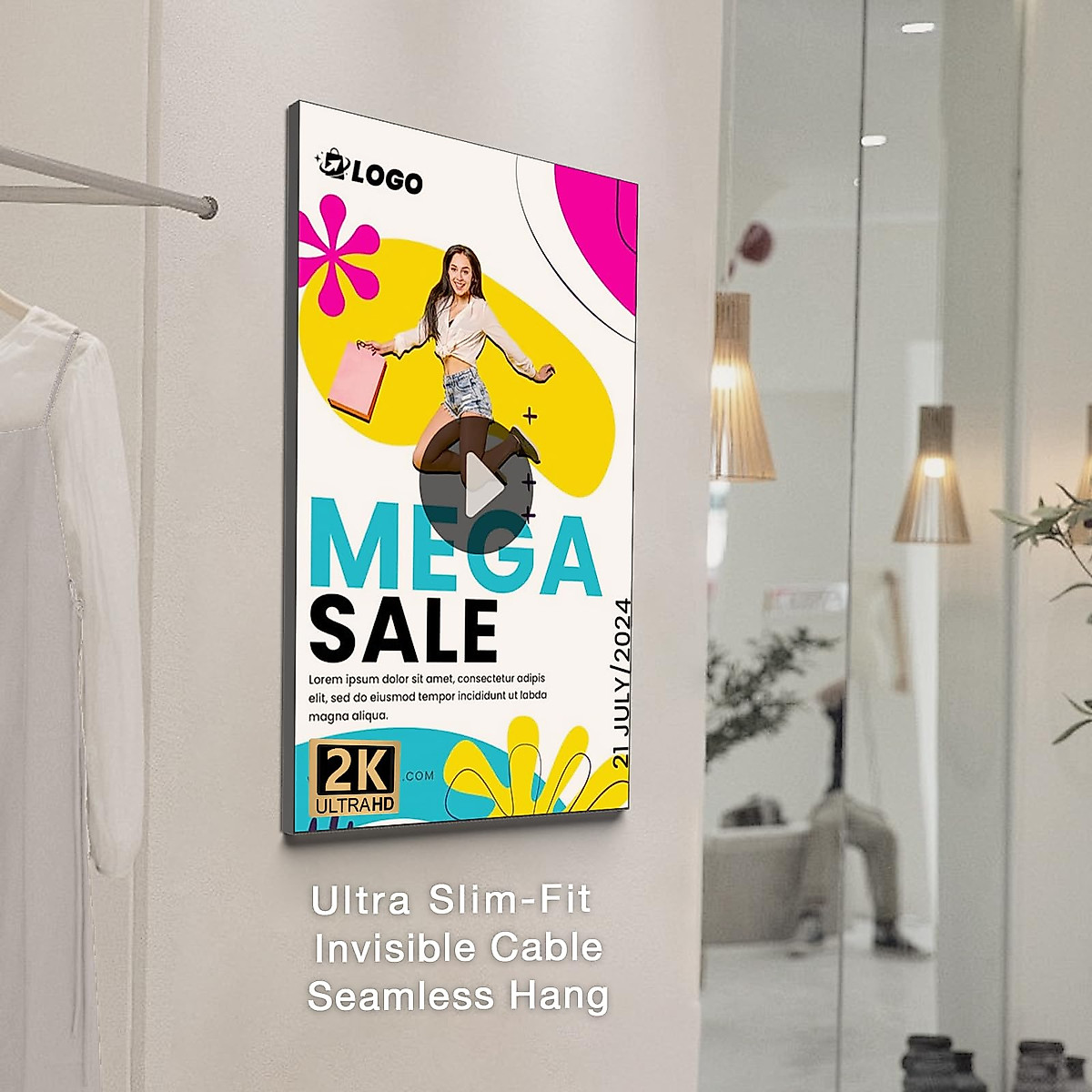 29 Inch HD 700nits Wall Mount Digital Signage Slim Fit Frameless Commercial Display LCD Monitor Advertising Screen 2-32GB Android 9.0 with HDMI in