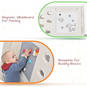 Merax Triangle Climber with Slide, 7-in-1 A-Frame Climber Toddler Slide with Art Easel and Basketball Hoop, Indoor Climbing Toys for Toddlers 1+