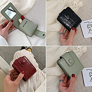 MOCOHANA Leather Makeup Lipstick Case with Mirror for Purse Cosmetic Pouch Travel Makeup Bag Holder Fits Most Popular Brands of Lipstick