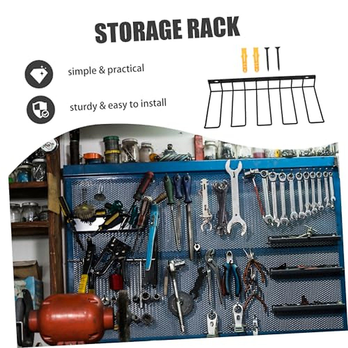 Veemoon Electric Drill Storage Rack Hand Tools Power Drill Storage Shelves Cordless Drills Storage Racks Tool Room Supplies Multifunctional Storage Rack Electric Drill Holder Black Iron