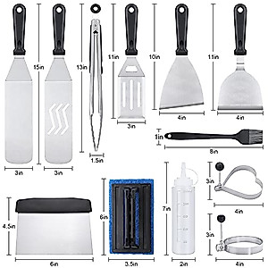 Blackstone Griddle Accessories Kit,16pcs Flat Top Grill Accessories Set for Blackstone and Camp Chef with Spatula,Scraper,Griddle Cleaning Kit &Carry Bag,Great for Outdoor BBQ & Teppanyaki and Camping