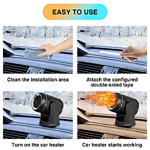 【Fametiy New upgrade】Portable Car Heater,Auto Heater Fan, Car Windshield Defogger Defroster, 2 in1 Fast Heating or Cooling Fan, 12V 150W Auto Ceramic Heater Fan Plug in Cig Lighter (Premium black)