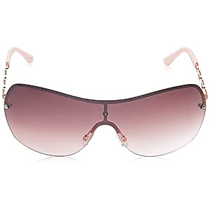 Southpole 1023SP Women's Metal UV Protective Chain Link Temple Rectangular Shield Sunglasses. Cool Gifts for Her, 140 mm, Rose Gold & Rose, 70 mm