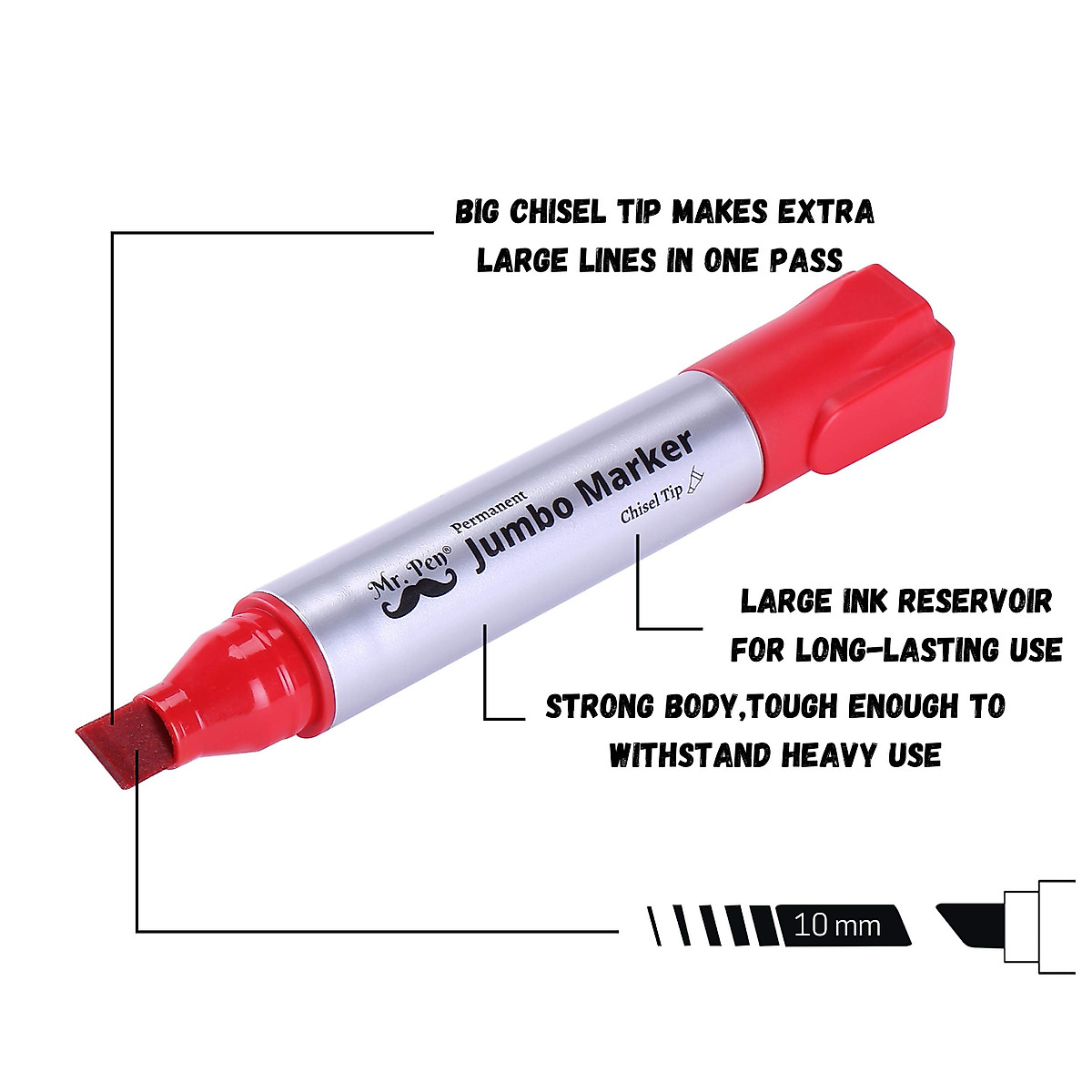 Mr. Pen Jumbo Permanent Markers - Bold & Waterproof 4 Pack