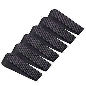 Hotop 6 Pack Door Stop Wedges Black Rubber Door Stoppers for Home and Office