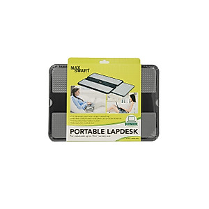 MAX SMART Portable Laptop Lap Pad, Laptop Desk with Retractable Mouse Tray, Anti-Slip Heat Shield Notebook Computer Stand Table, Working Station for Home, Office, Recliner, Business and Travel