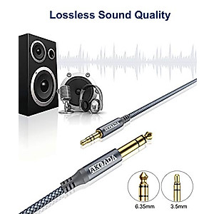 AkoaDa 1/4 to 1/8 Cable Stereo Audio Cable 【10ft】6.35mm 1/4" Male to 3.5mm 1/8" Male TRS Bidirectional Stereo Audio Cable Jack for Guitar, iPod, Laptop, Home Theater Devices, Amplifiers(Grey)