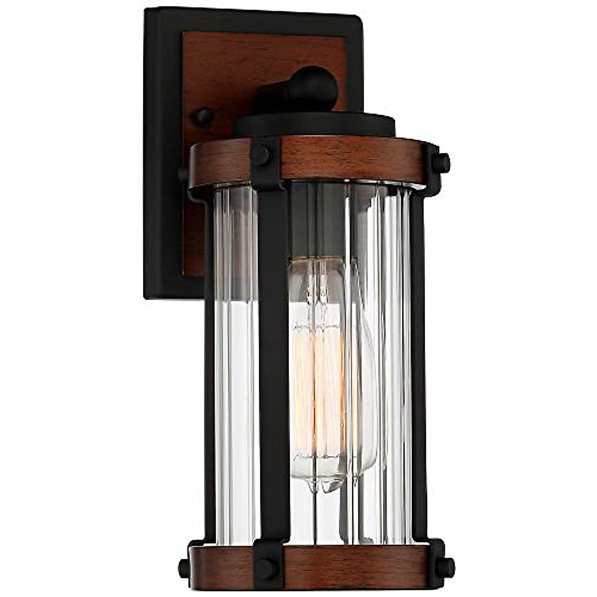 John Timberland Stan Country Cottage Rustic Outdoor Wall Light Fixture Black Aluminum Dark Wood Finish 11 3/4" Clear Glass for Exterior House Porch Patio Outside Deck Garage Front Door Garden Home