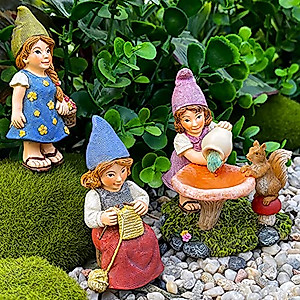 Mood Lab Miniature Garden Gnomes - Lady Gnomes Kit of 3 pcs - Figurines & Accessories Set - Outdoor or House Decor