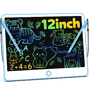 LCD Writing Tablet for Kids, 12 Inch Erasable Doodle Board Colorful Toddler Drawing Pad Mess Free Coloring Board Games Toys Gifts for Toddlers Boys Girls Adults (Macaron Blue/Green/Pink, 12 INCH)