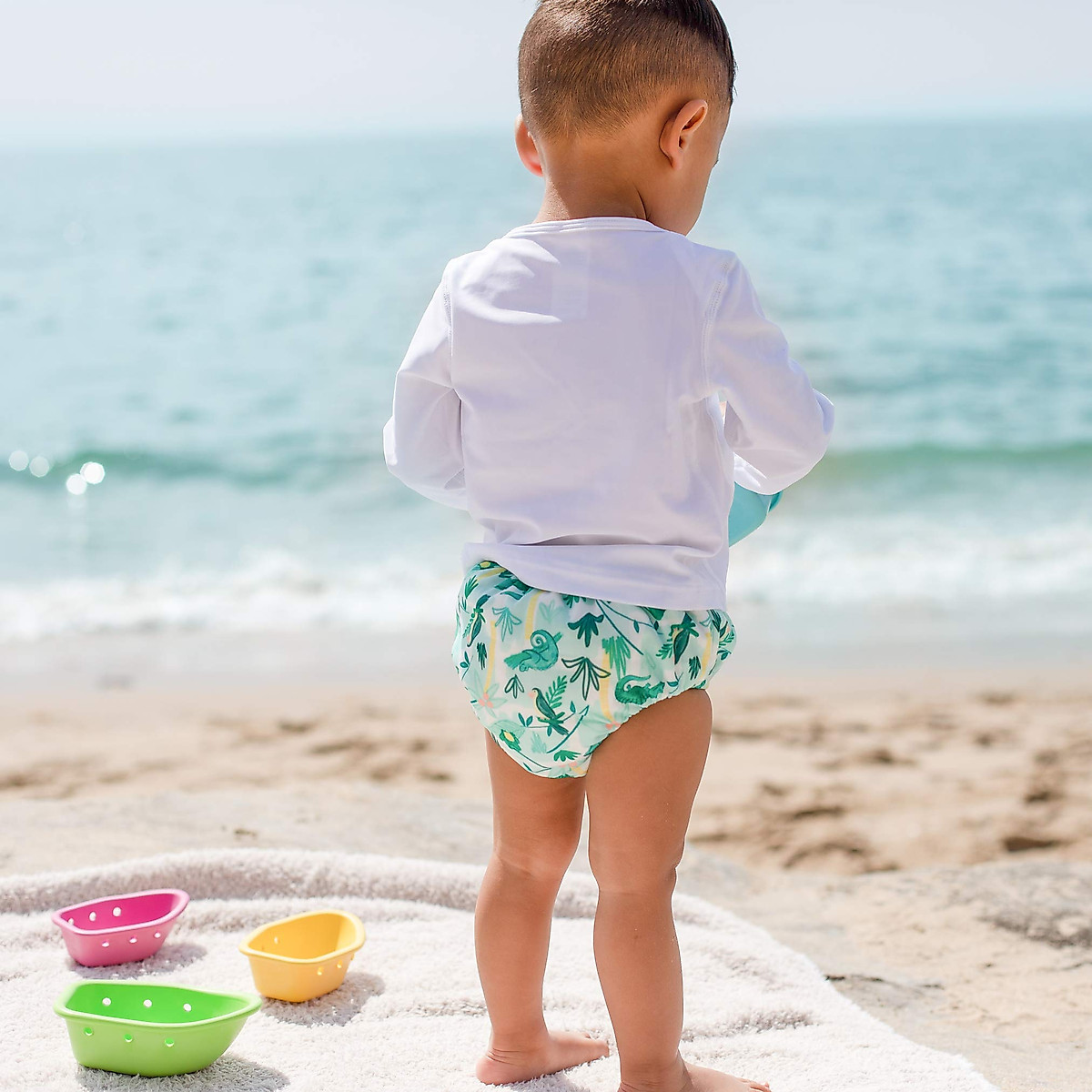 i Play Boys Reusable Absorbent Baby Swim Diapers Green Tropical Jungle 12 Months