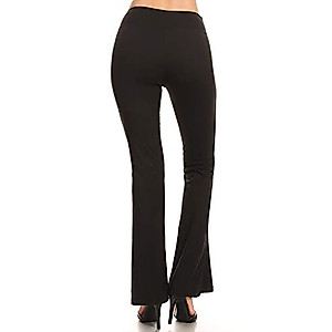 Leggings Depot Womens Flared Casual, Work, Lounge Solid Palazzo Pants, Black-Large