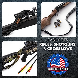 TLO Outdoors Paracord Gun Sling - Tactical 2-Point Rifle Sling, Extra Wide, Adjustable Strap with Swivels for Rifle, Shotgun, and Crossbow for Hunting, Shooting, Gun Safety (550 Rated Nylon)