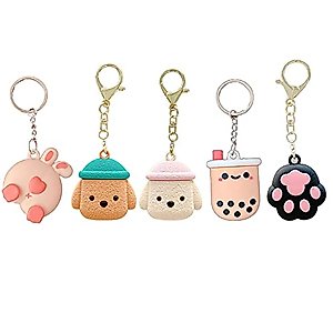 HSYHERE [5 Pack] Cute Kawaii Protection Case for AirTag, Funny Dog Puppy Bear Bunny Butt Bubble Tea Soft Silicone Rubber Keychain Case Anti-Lost Finder Tracker Locator AirTags Case Cover -Set 2