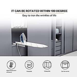 Closet Pull-Out Ironing Board Retractable 180 Degree Rotation Ironing Board Portable Folding Iron Board for Sewing, Craft Room, Household, Dorm 19.6" W x 13.7" D x 4.3" H