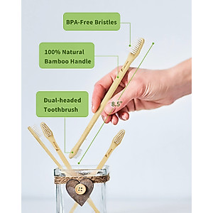 Lingtoolator Toothbrush - 6 Pack Bamboo Toothbrush for Dogs Cats - Soft Bristles - Gentle Pet Toothbrush for Easy Dog Teeth Brushing Den