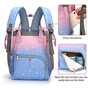 Sowaovut Diaper Bag Backpack, Upgraded Multifunction Diaper Bags for Mom, Waterproof Baby Bag Color Floral Durable Travel Maternity Backpacks for Women Moms Dads (Blue)