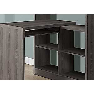 Monarch Specialties I Storage-Bookcase Left Or Right Set Up-Corner Desk with Multiple Adjustable Shelves, 60"L, Dark Taupe
