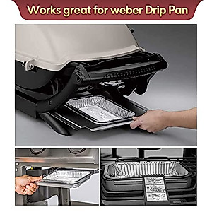 TIFMI 100 Pack Drip Pan Liners Compatible for Weber Genesis Series, Q Series, Spirit Series & Traveler Gas Grills, Disposable Aluminum Foil Grease Drip pan, Grill Accessories