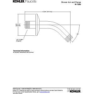 KOHLER K-7395-BN MasterShower Showerarm and Flange, 5-3/8-Inch Long, Vibrant Brushed Nickel