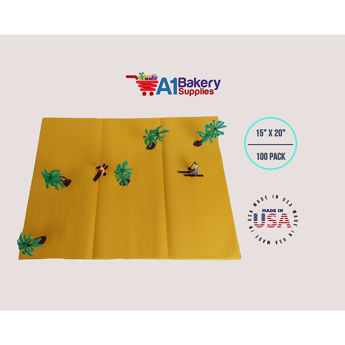 Goldenrod Tissue Paper 15 Inch X 20 Inch - 100 Sheet Pack Premium Tissue Paper By A1 bakery supplies