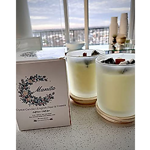 Zebra Calcite Soy Wax Crystal Candle (Natural) | Relaxing Scented Candle | 8 oz (Nectarine & Honey)