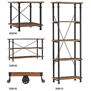 Homelegance Factory 4-Teir Bookcase, Rustic Brown