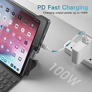 BYEASY iPad Pro USB C Hub for iPad Pro 2021 2020 2019 2018 12.9/11 inch with Docking Stations with 4K HDMI, USB 3.0, PD 100W Charging, SD/Micro Card Reader and 3.5mm Headphone Jack (6 in 1)