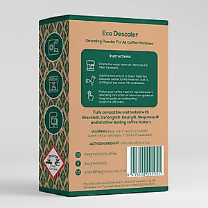 The Green Pods Eco Descaler - Coffee Machine Descaler Compatible With Nespresso, Keurig, Breville, DeLonghi, And All Others - Descaling Powder