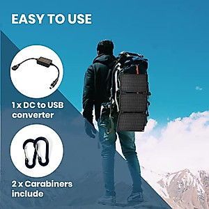 FlexSolar 20W Portable Solar Panel,ETFE Foldable Solar Panel Charger with QC3.0 (18W), DC Port,IP67 Waterproof Monocrystalline Outdoor Solar Panel for Smartphone Headphone,Camping