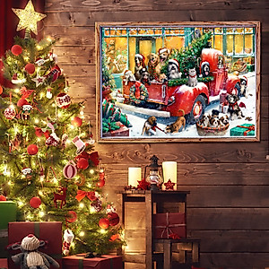 Advent Calendar 2024, Christmas Puzzle for Kids and Adults, 24 Days Countdown Calendars for Boys Girls, 1008 Pieces Christmas Puzzle in 24 Boxes, Dog's Christmas(27.56 x 19.68 Inch)