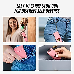 Guard Dog Hornet Micro Stun Gun Keychain - with LED Flashlight, Safety Switch, and Powerful Shock, Heavy Duty Keychain Stun Gun with Bright Flashlight, Built-in Charger, Women Self Defense - Pink