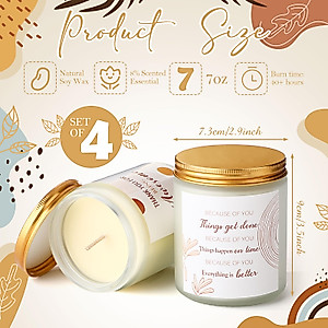 Sumind 4 Pcs Christmas Candles Set 7 oz Thank You Candle Inspirational Employee Appreciation Scented Candle Jar Candles Gifts for Women Men Coworkers Friend Home Decor(White,Inspirational)