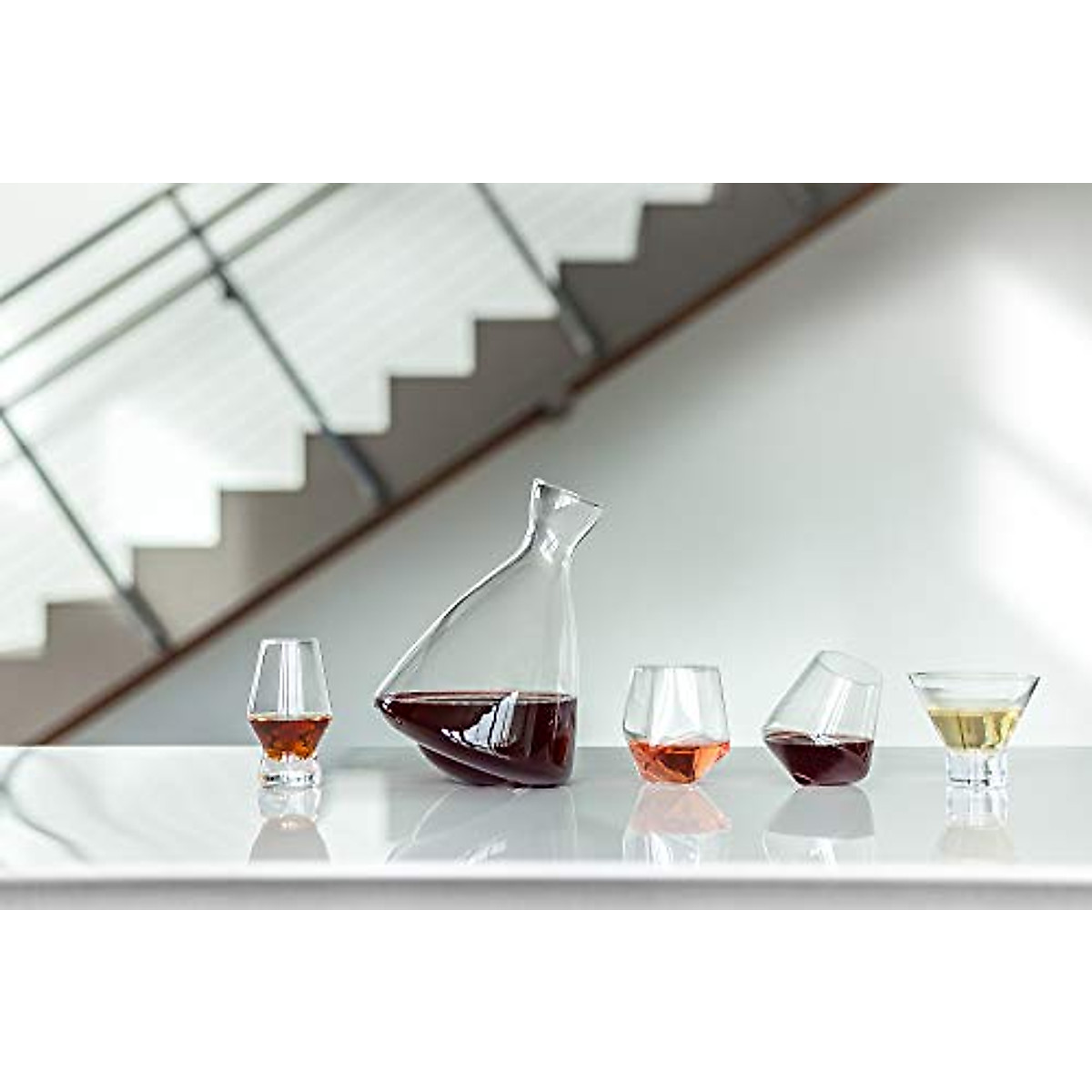 Viski Angled Stemmed Gin & Tonic Glasses, Highball glasses, Cocktail Glasses, Vodka Tonic Glasses, Gin Glasses for Gin Lovers Gift set of 2, 14oz, Clear