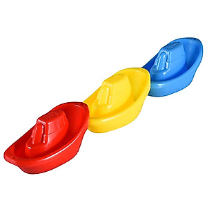 Playkidz Bath Toy Little Boat Train Pack of 9 Stackable Plastic Kids Tugboats for Bathtub & More in 6 Colors Ages 3 and Up