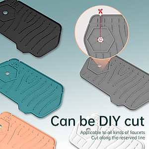 BYTELIVE 2-Pack Silicone Sink Splash Guard, Mini Size 9.6" x 6", Double-sided Design Self Drainin Sink Mat for Kitchen, Bathroom, Sink Sponge Holder (2-Pack Gray)