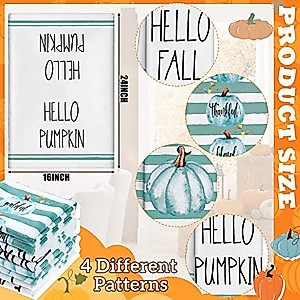 Peryiter 4 Pcs Valentine's Day Kitchen Towels Sets Hello Valentine Dish Towels, 16 x 24'' Gnomes Hearts Hand Towels Absorbent Fast Drying Cloth Tea Towels for Anniversary Wedding (Teal, Striped)