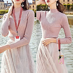 COCASES Phone Lanyard, Phone Lanyard and Wrist Lanyard Set Neck Straps for ID Badge, Compatible for all mobile phones (Red)