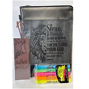 DecorBona Bible Case for Men - Bible Case and Accessories Religious Gift Set for Men, Bible Cover, Highlighter and Bookmark, Christian Gifts for Men