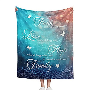 Christian Blanket with Inspirational Thoughts and Prayers- Religious Throw Blanket Inspirational Bible Verse Blankets Soft Lightweight Blankets for Women Men Gift 60"X 50"