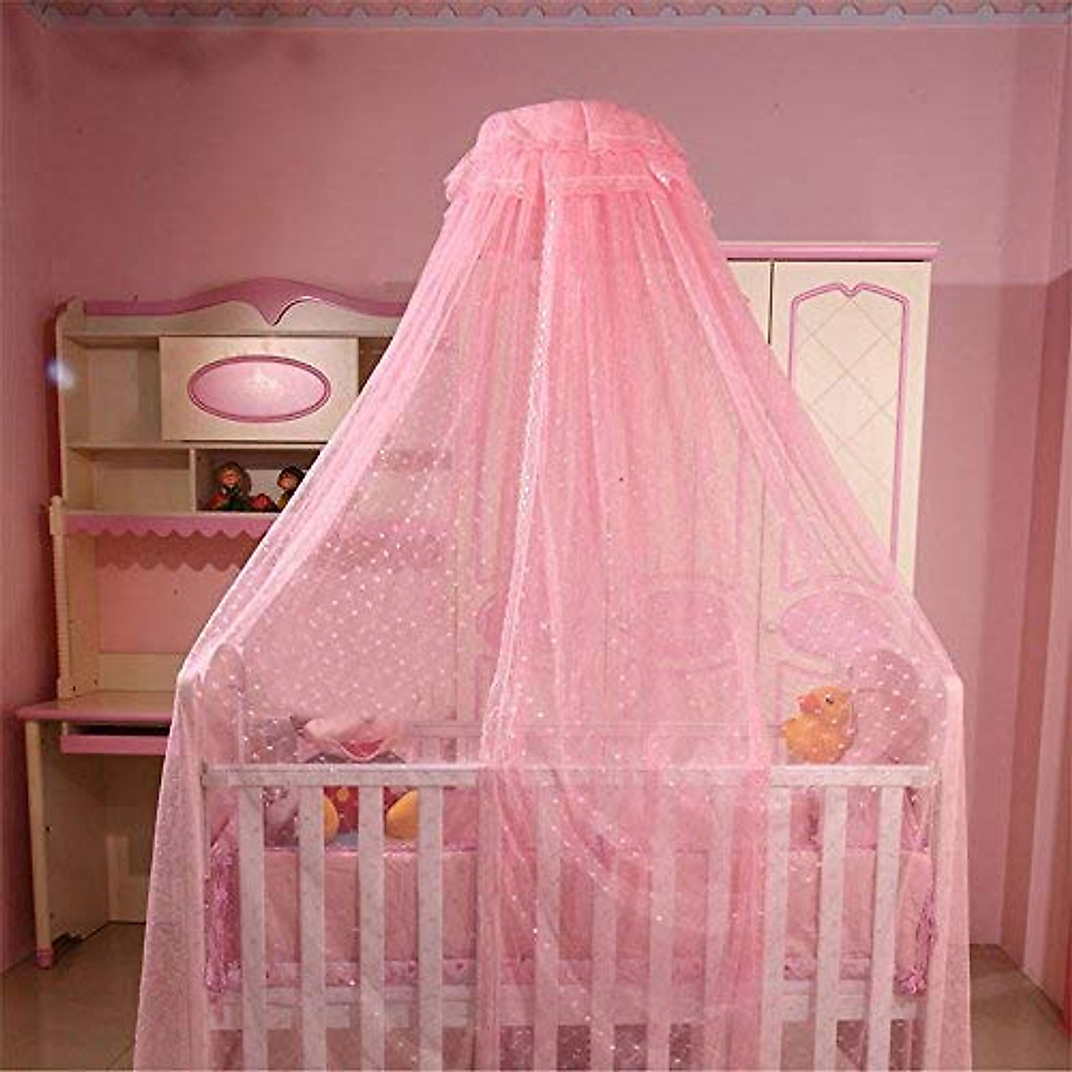 RuiHome Princess Dome Baby Mosquito Net Nursery Crib Bed Pink Canopy Mesh Insect Netting Without Stand
