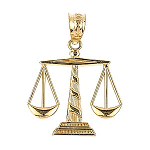 10k Yellow Gold Scales of Justice Necklace Pendant