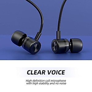 EP-06 Metallic Wired Earphones in-Ear Earbuds, Headset with Build-in Microphone Noise Isolating Headphone with 3.5mm Jack Long Cord 10mm Large Drivers HD Bass Audio for Music Podcast and More