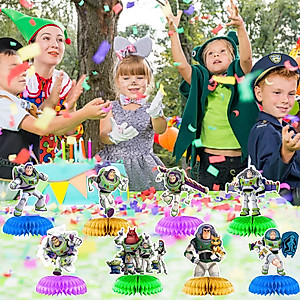 8pcs Buzz Lightyear Party Honeycomb Centerpiece Table Decorations Buzz Lightyear Theme Birthday Party Supplies