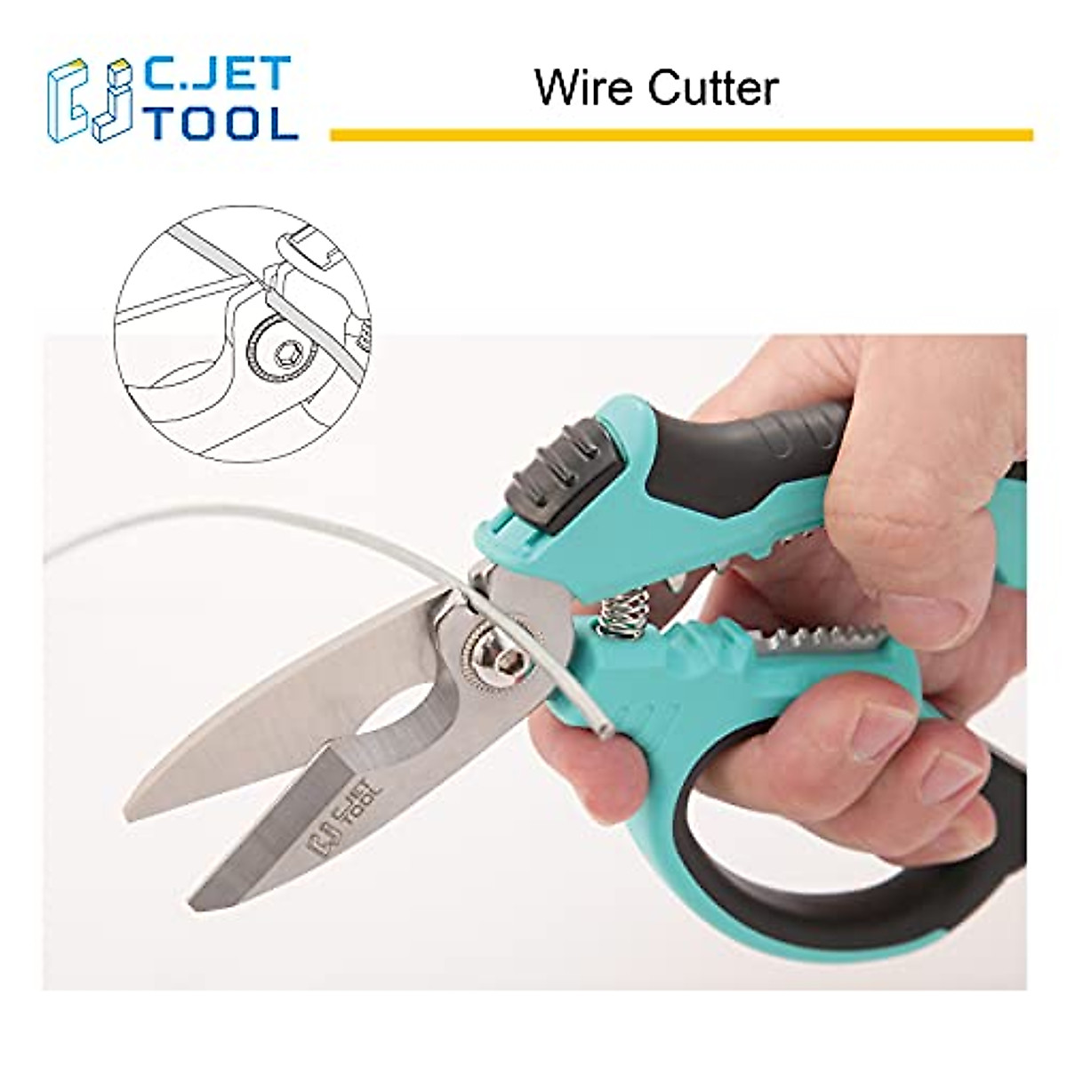 C.JET TOOL 8" Stainless Angle Type Electrician Scissors Heavy Duty Professional for Aluminium Copper Soft Cable